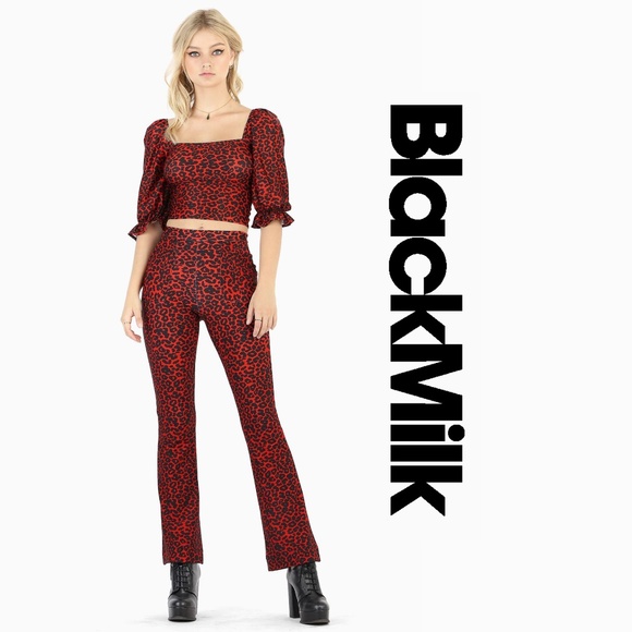 Blackmilk | Pants & Jumpsuits | Blackmilk Electrikitty Red Bootleg ...